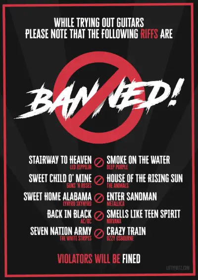 Forbidden Riffs – 25 Songs Banned In Guitar Stores | NT Instruments